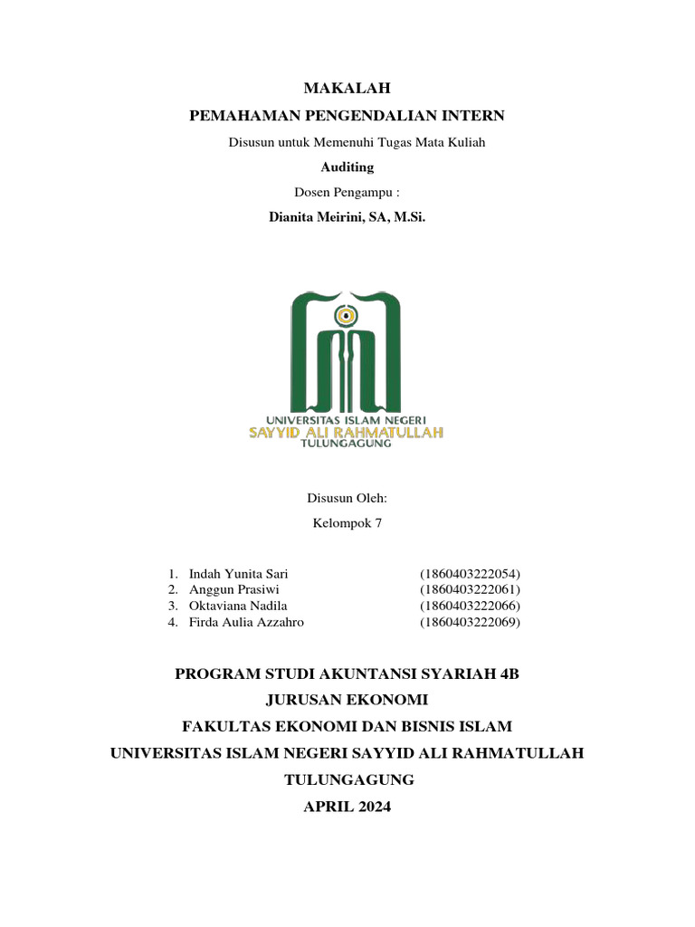 Auditing Kelompok 7 Pemahaman Pengendalian Intern | PDF