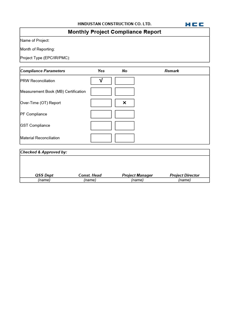 Project Compliance Report-April-2020 | PDF | Overtime | Industrial Relations