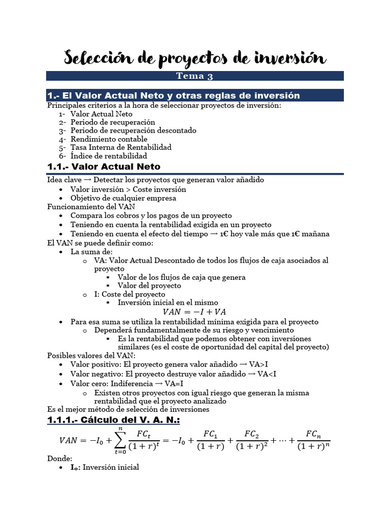 Inversion-Tema-3 | PDF | Valor presente neto | Inversiones