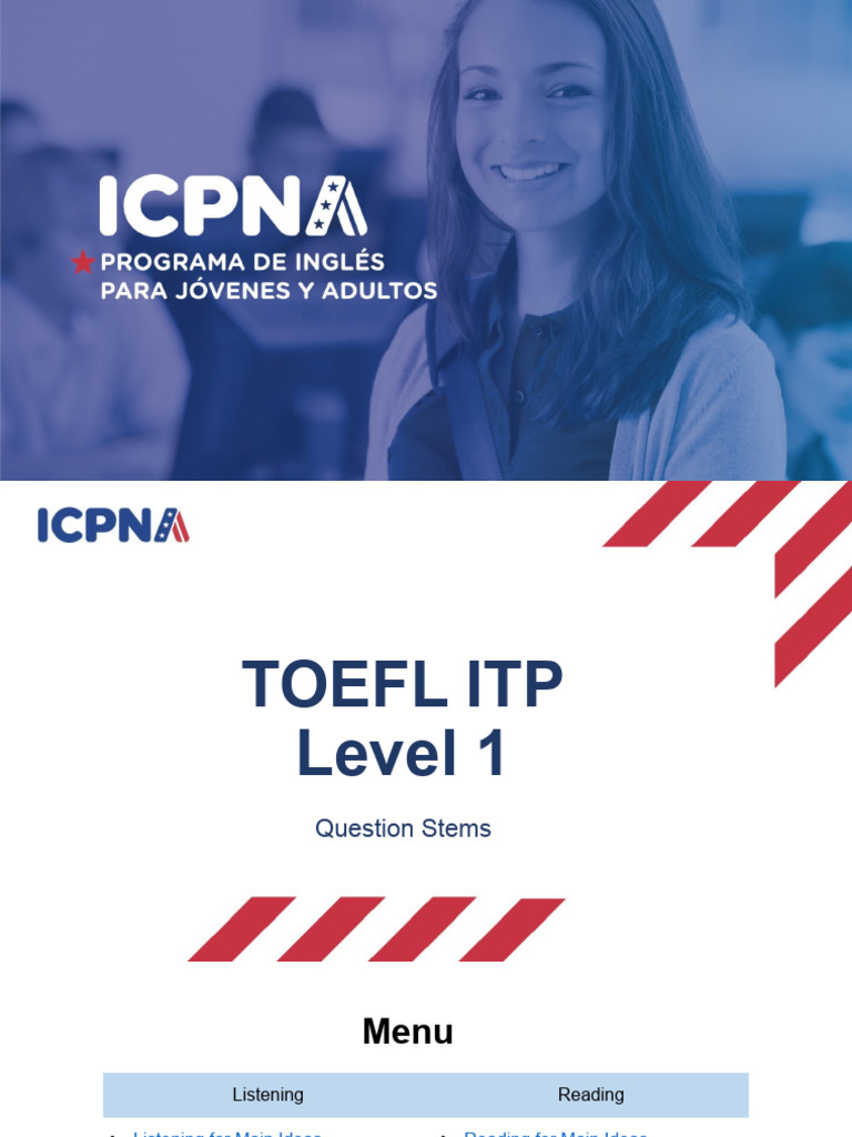 TOEFL ITP Level 1 - Question Stems | PDF | Inference | Cognitive Science