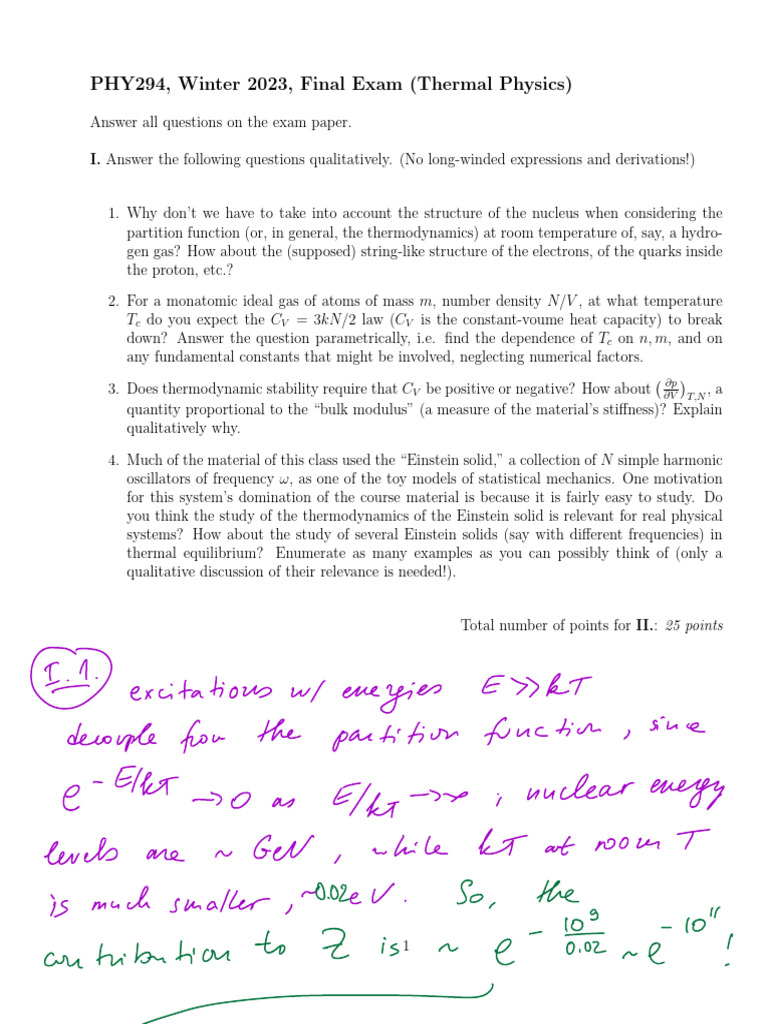 2023 Final Soltn | PDF | Gases | Temperature
