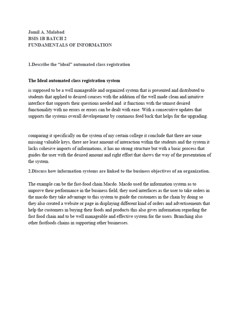 The Ideal Automated Class Registration System | PDF | Business