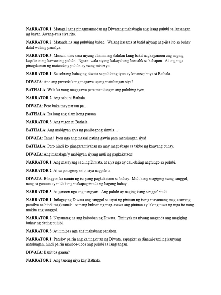 Ang Pulubi at Ang Mahabaging Diwata | PDF