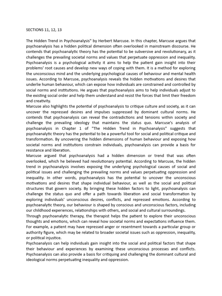 Psychoanalysis: A Tool for Liberation | PDF | Psychoanalysis | Sigmund ...
