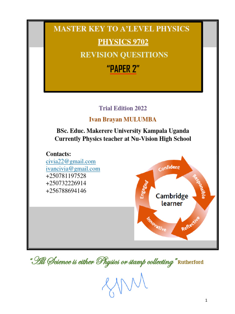 Revision Questions P2222 2 | PDF | Theoretical Physics | Physical ...