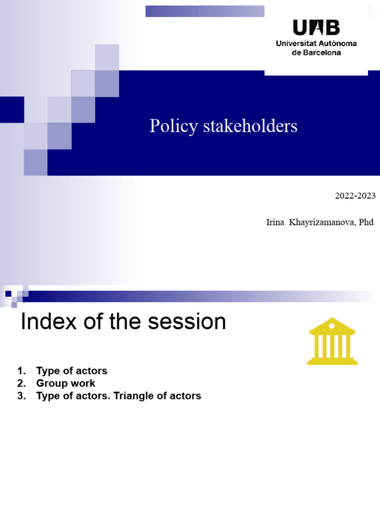 Session 5 Policy Stakeholders 1 | PDF | Policy | Political Science