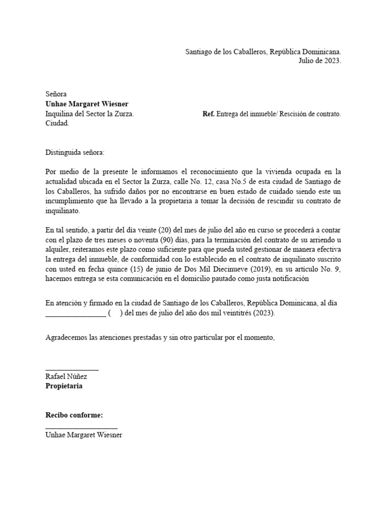 Carta de Alquiler | PDF