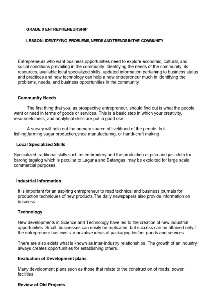 GRADE 9 Entrepreneurship | PDF | Entrepreneurship | Business
