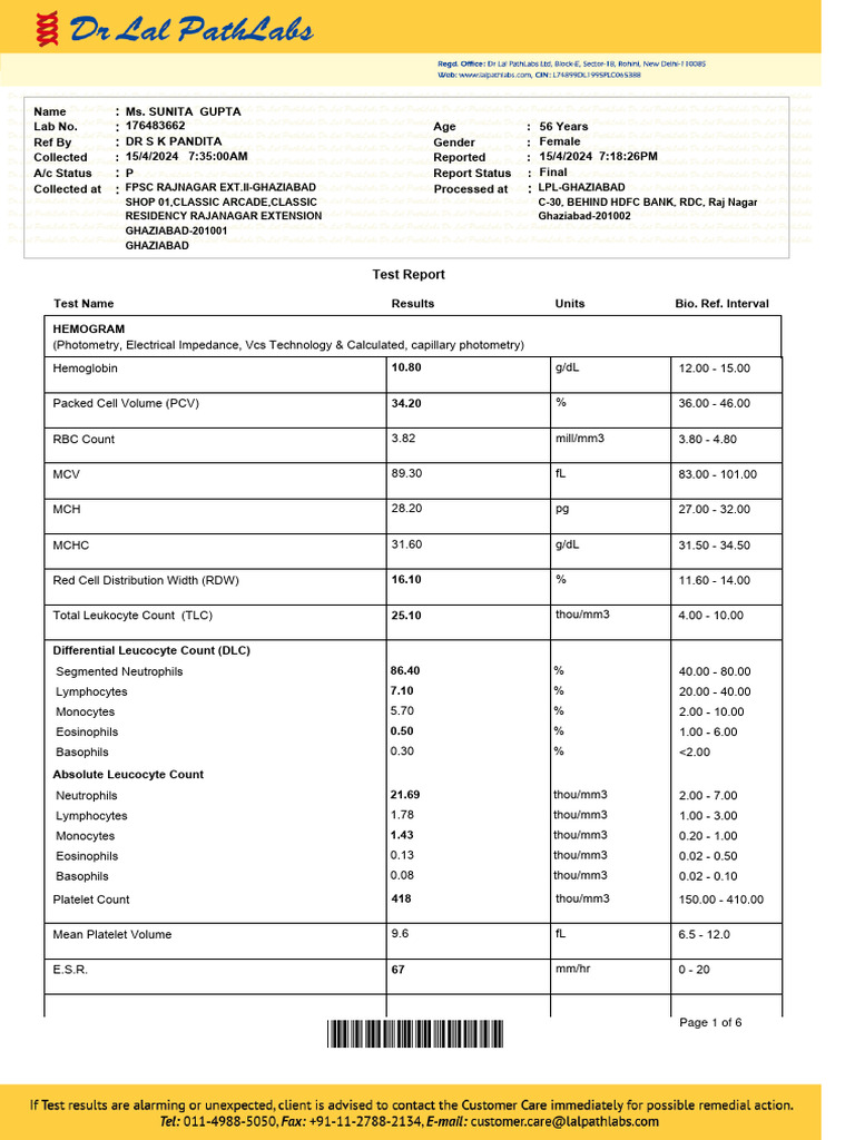 2 15 Apr Blood Tests | PDF | Glycated Hemoglobin | Sepsis