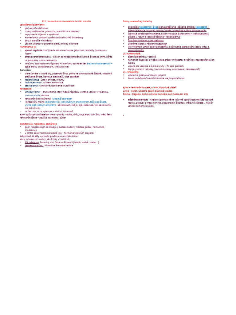 Humanizmus A Renesancia | PDF