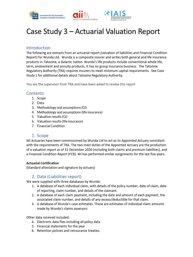 Case Study 2-Actuarial Valuation - Report | Download Free PDF ...