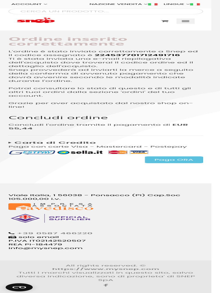 Conferma Ordine Snep SPA 2 | PDF