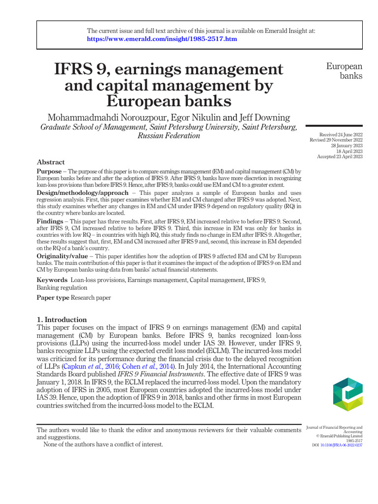 IFRS 9, Earnings Management and Capital Management by European Banks ...