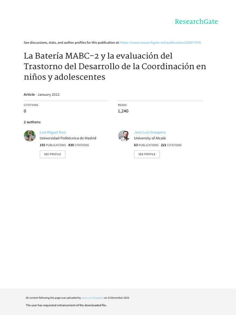Evaluación MABC-2 en niños con TDC | PDF