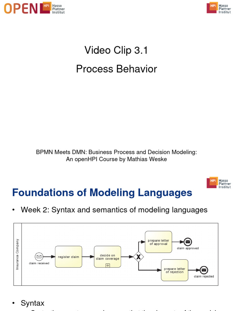 Bpmn Meets Dmn Slides Week3 Video1 Ink Pdf Syntax Semantics