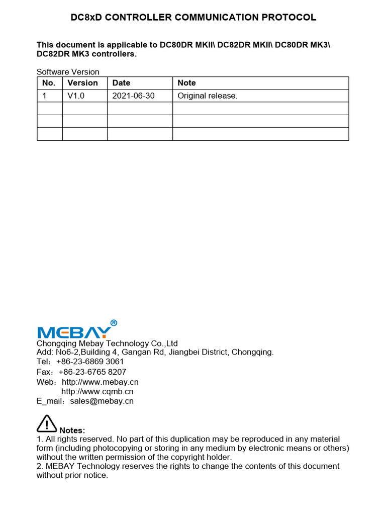 DC8xD MODBUS_Communication protocol_V1.0-20210710 | PDF | Computing | Computer Architecture