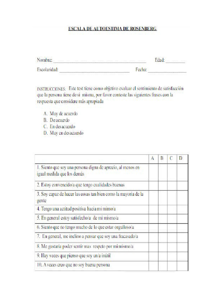 Test de Rosenberg | PDF