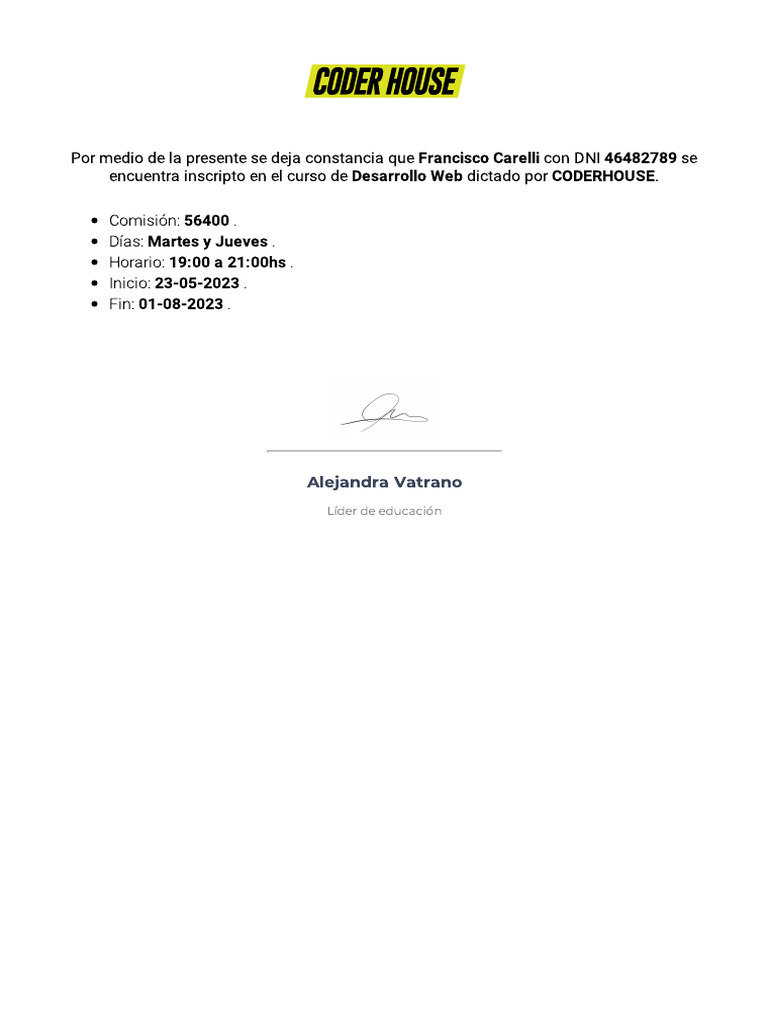 Certificado Desarrollo Web | PDF