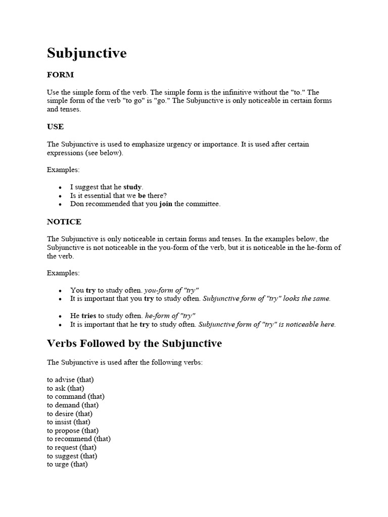 Subjunctive | PDF | Verb | Grammatical Tense