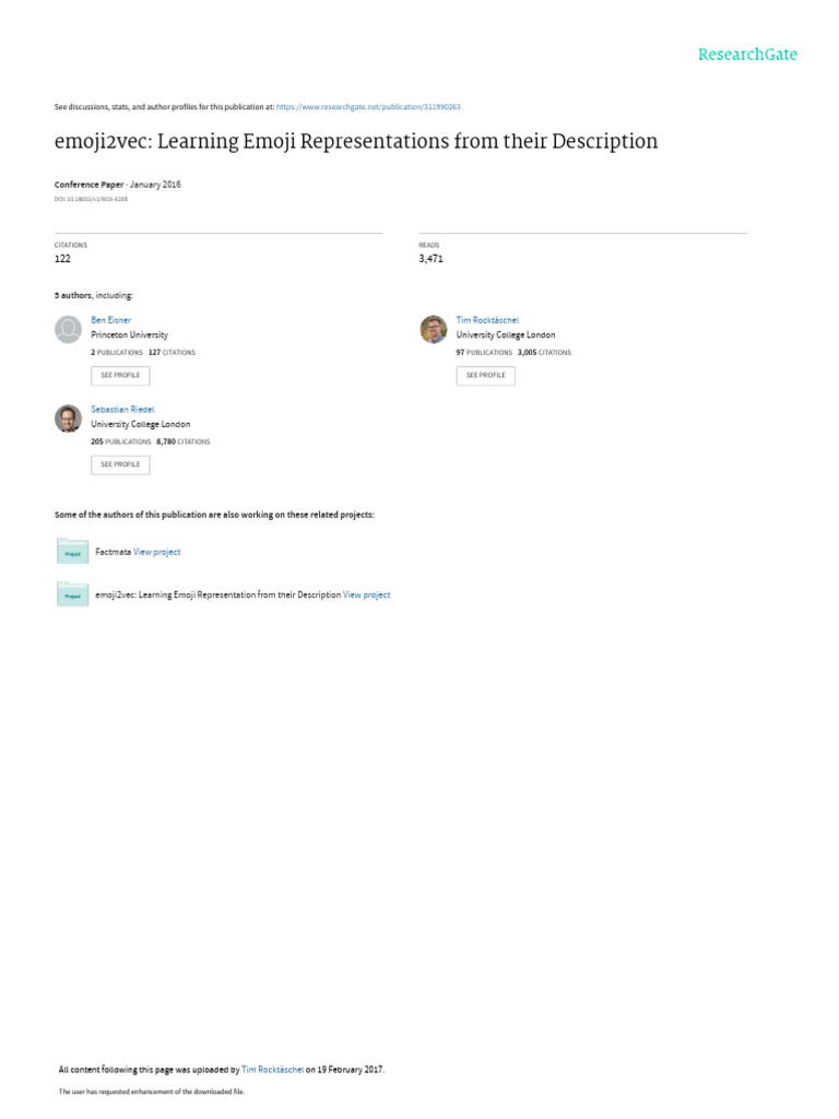 Emoji2vec: Learning Emoji Representations From Their Description | PDF ...