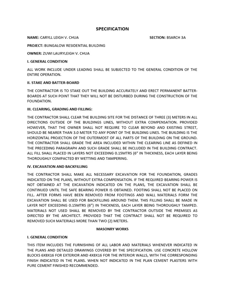 Btech Specification | PDF | Concrete | Cement