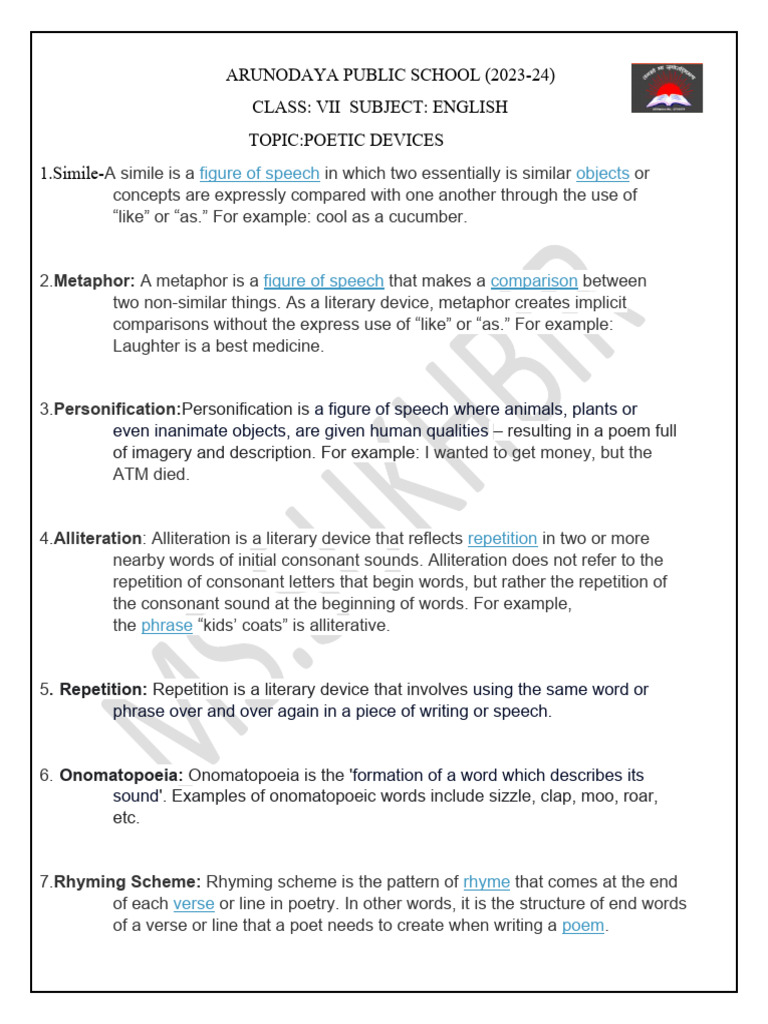 Poetic Device | PDF | Language Arts & Discipline | Poetry