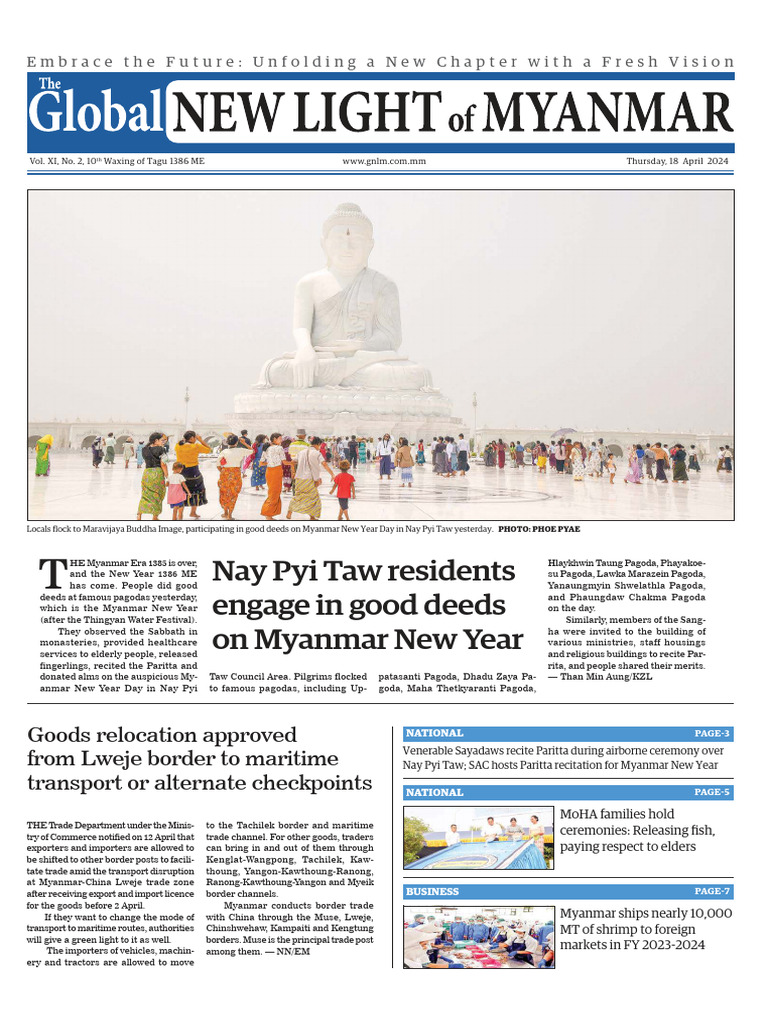 global-new-light-of-myanmar-18-april-2024-1713458438002 | PDF | Pardon | Myanmar
