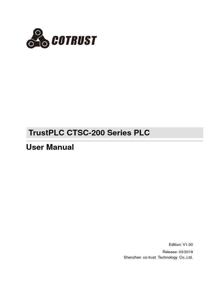 CTSC-200 Series PLC User Manual V1.00 | PDF | Programmable Logic Controller | Input/Output