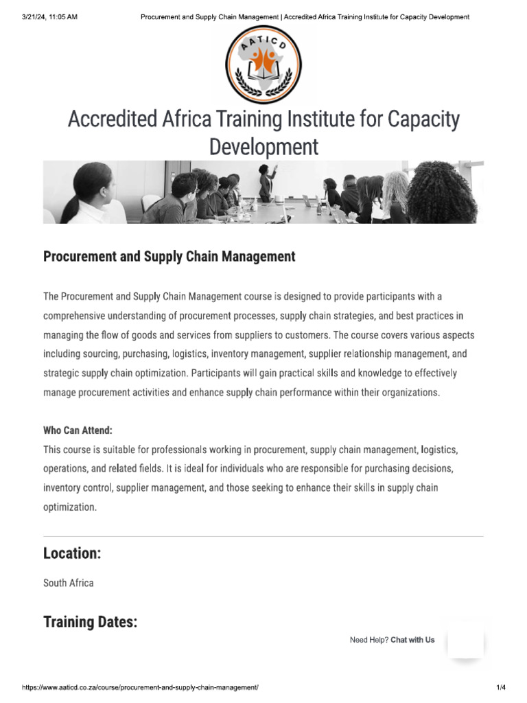 Procurement and Supply Chain Management _ Accredited Africa Training ...