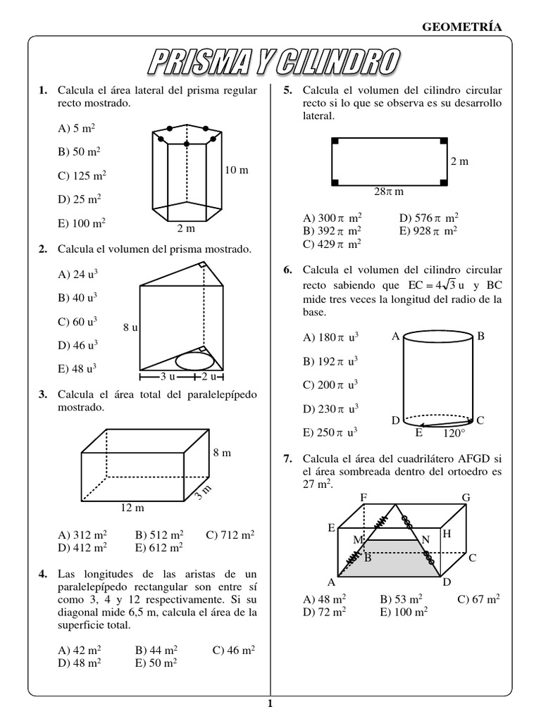 Prisma y Cilindro - Ii | PDF | Triángulo | Geometría euclidiana