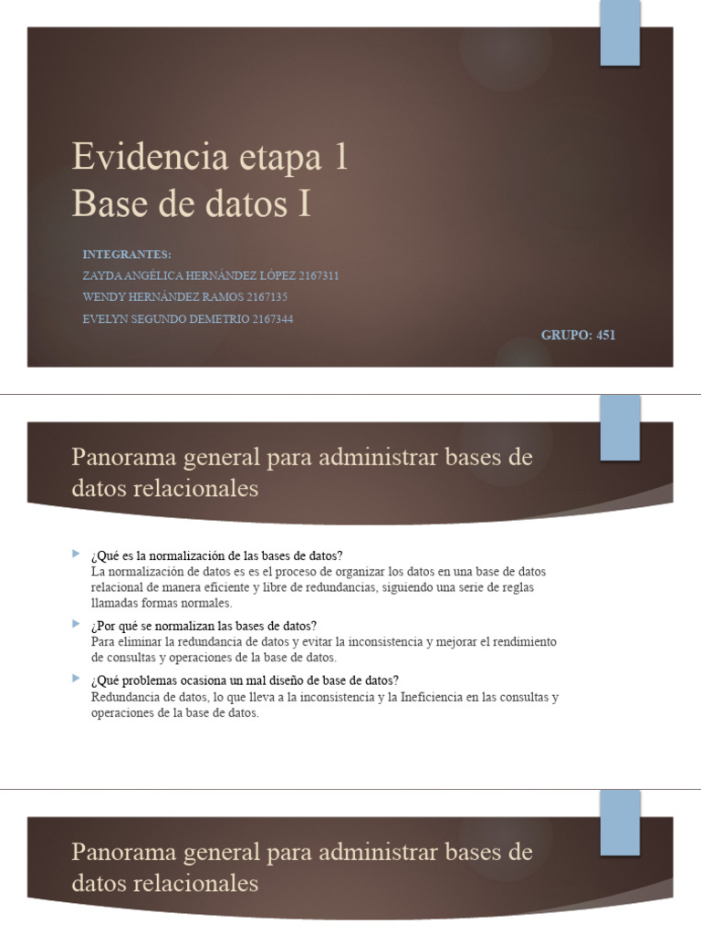 Evidencia Etapa 1 | Descargar gratis PDF | Bases de datos | Datos de computadora