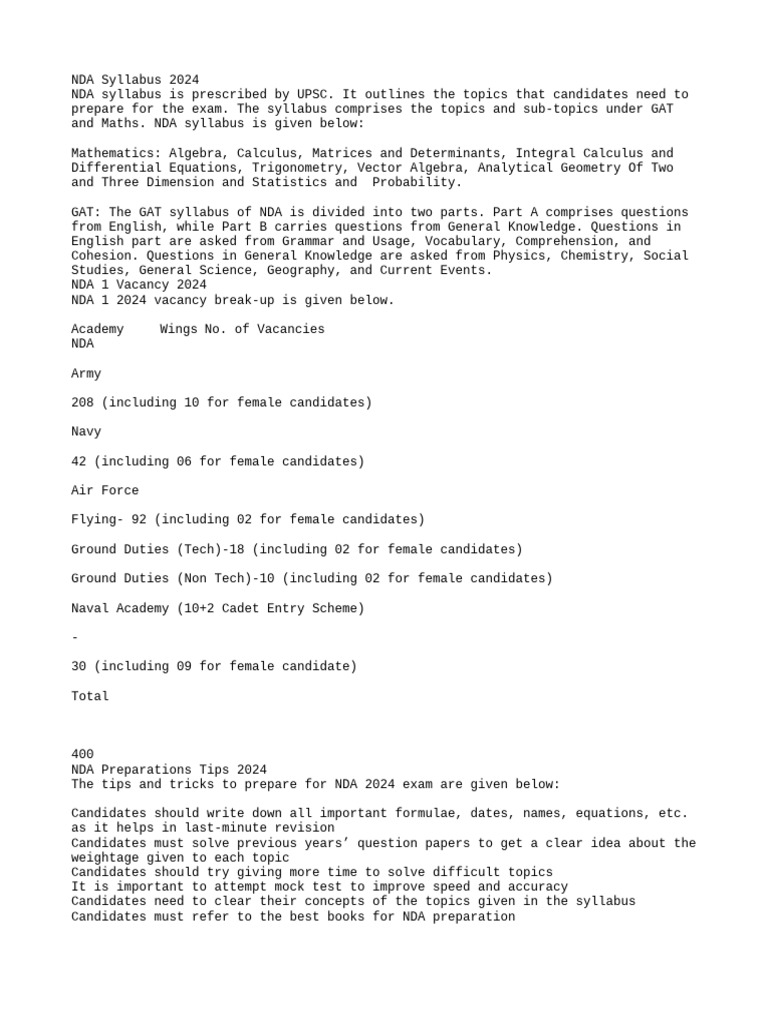 NDA Syllabus | PDF