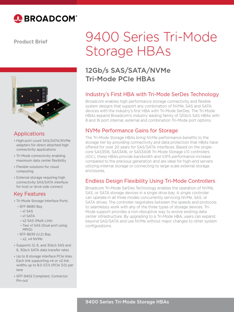 LSI 9400 系列 PCIE3.0 HBA | PDF | Computer Data Storage | Office Equipment
