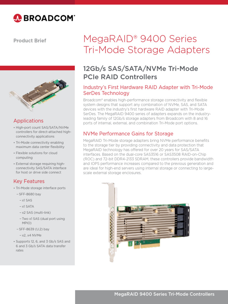 LSI 9400 系列 PCIE3.0 RAID | PDF | Computer Data | Office Equipment