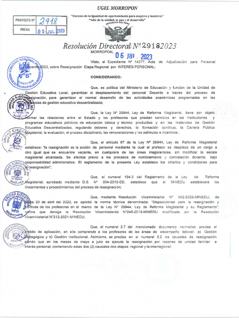 RD 2918 - Reasignar | PDF