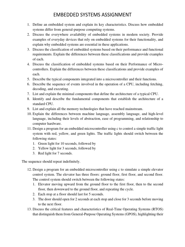 Embedded Systems Assignment | PDF | Embedded System | Scheduling (Computing)