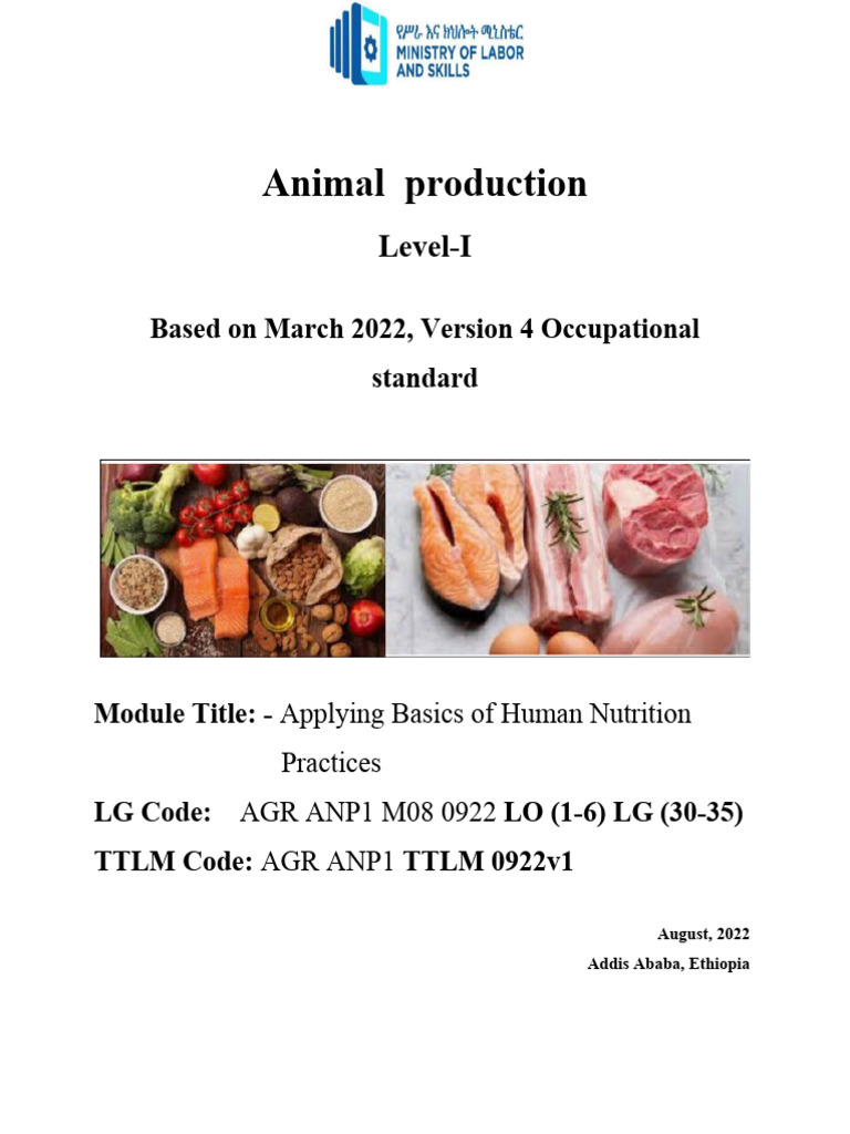 Apply Basic Human Nutrition LG 1leve1 | PDF | Foods | Food Energy