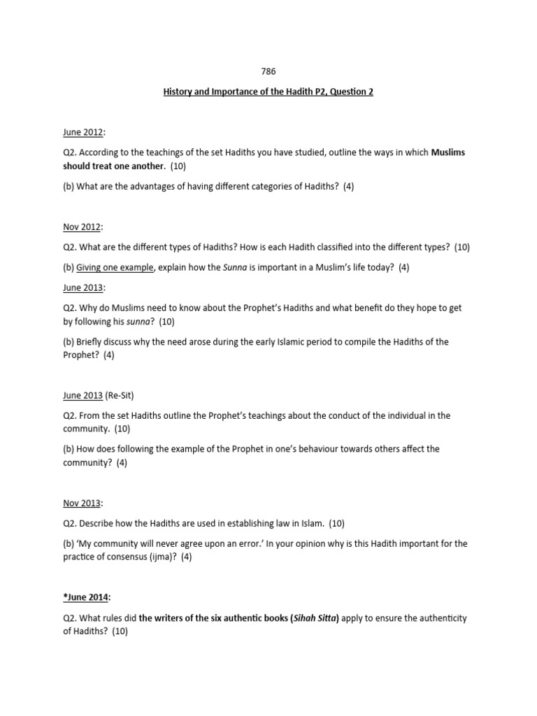 History and Importance of Hadith | PDF | Hadith | Quran