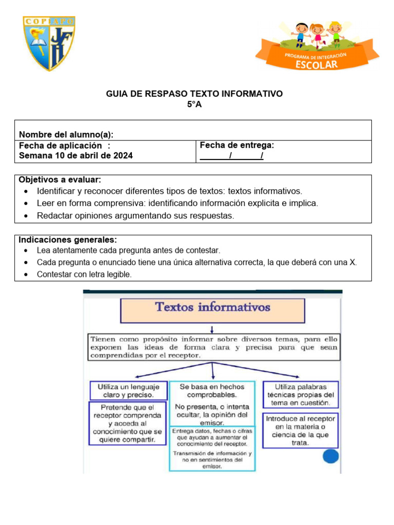 Guia de Lenguaje Texto Informativo | PDF | Agua | Cambio climático