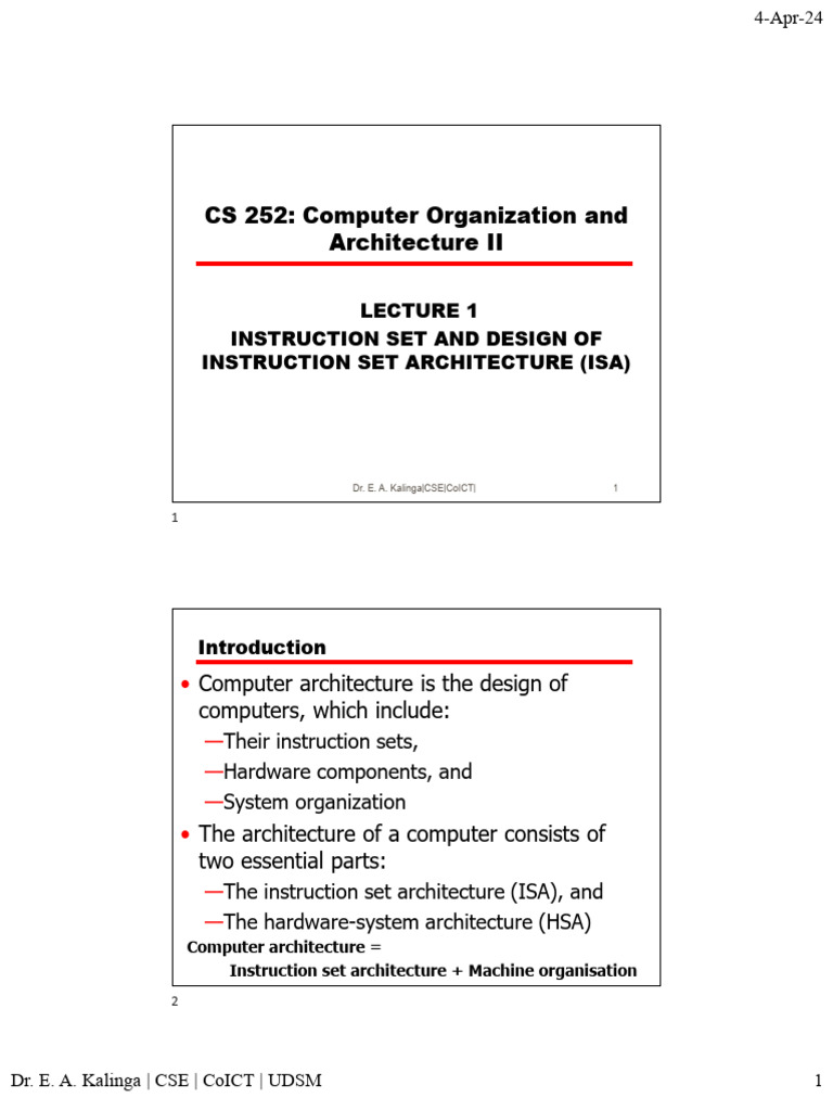 Lecture 1 Instruction Set and Instruction Set Design | PDF | Computer Architecture | Assembly ...
