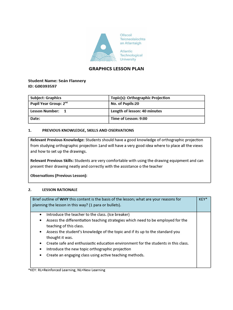 Orthographic Projection Lesson Plan | PDF | Learning | Teachers