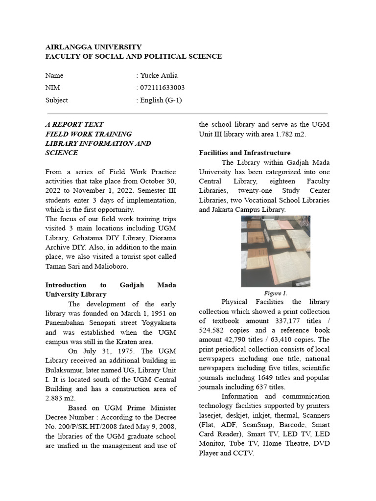 Field Work Report: Yogyakarta Libraries | PDF | Libraries | Archive