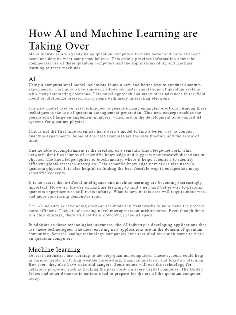 How AI and Machine Learning Are Taking Over | PDF | Quantum Computing ... How AI and Machine Learning Are Taking Over | PDF | Quantum Computing ...