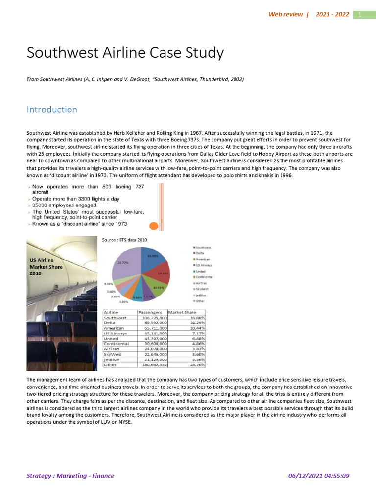 Southwest Airline Case Study | PDF | Southwest Airlines | Airlines