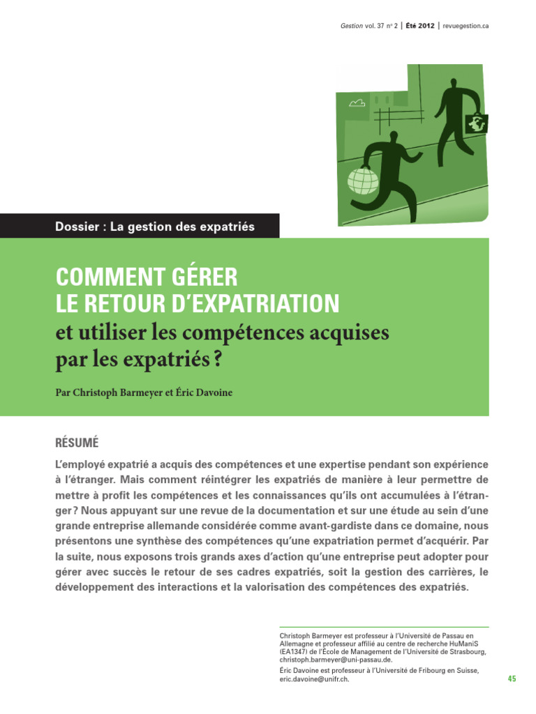 Gestion du retour des expatriés | PDF | Business | Expérience