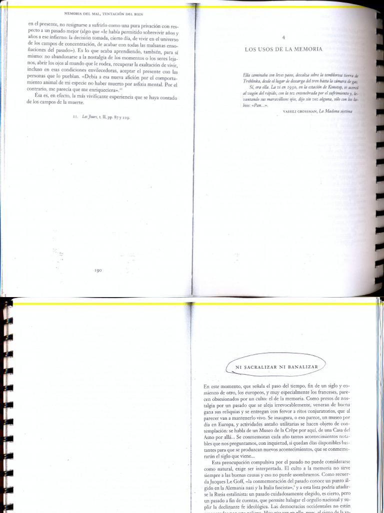 Lectura 3 Memoria Del Mal, Tentacion Del Bien Cap 4 Usos de La Memoria | PDF