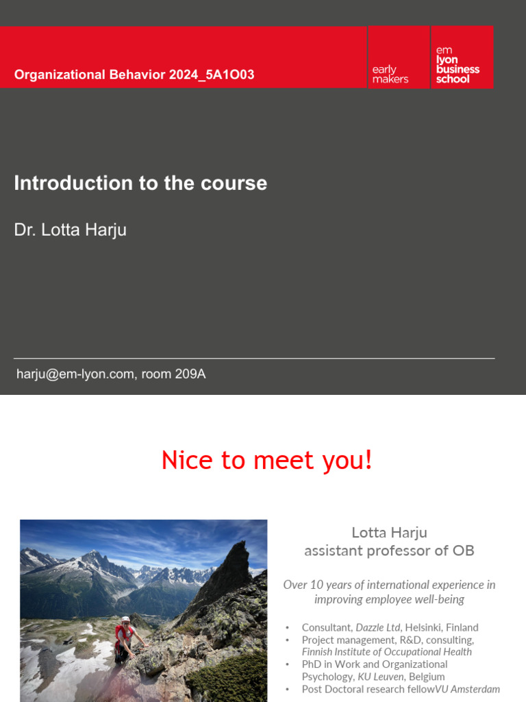 OB 1 Introduction | Download Free PDF | Organizational Behavior | Employment