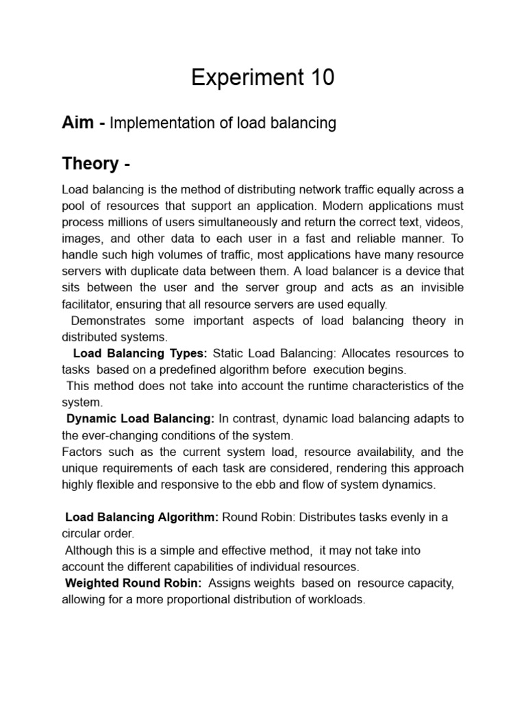 Experiment 07 | PDF | Load Balancing (Computing) | Computing