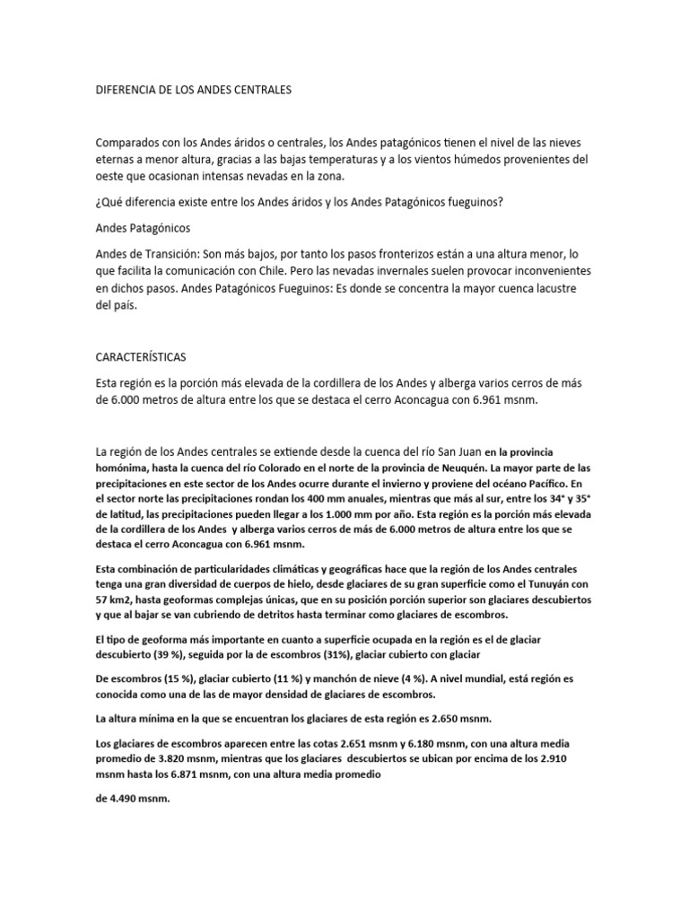 Andes Centrales 1 | PDF | Andes | Nieve