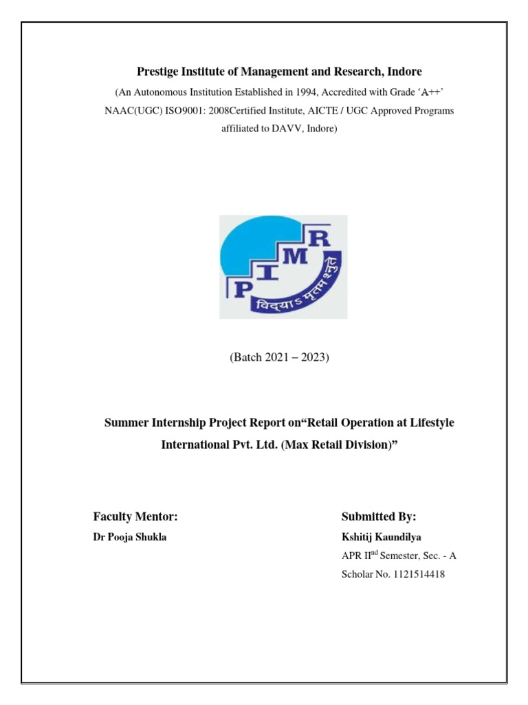 Retail Operations Internship Report | PDF | Retail | Swot Analysis